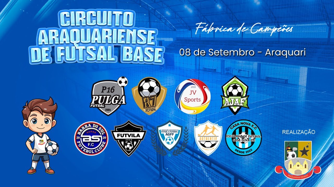 CIRCUITO ARAQUARIENSE DE FUTSAL BASE - 1ª EDIÇÃO - CATEGORIAS SUB-7, 9 ...