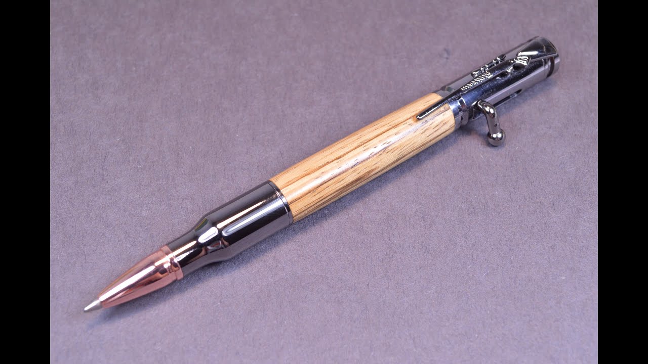 Custom Handmade Zebra Wood Bolt Action Ink Pen - YouTube