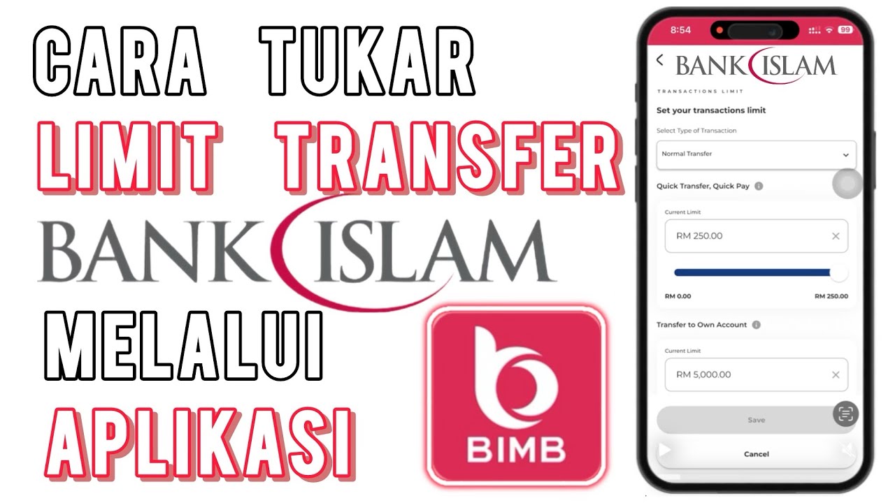 Cara Tukar Limit Transfer Bank Islam - YouTube