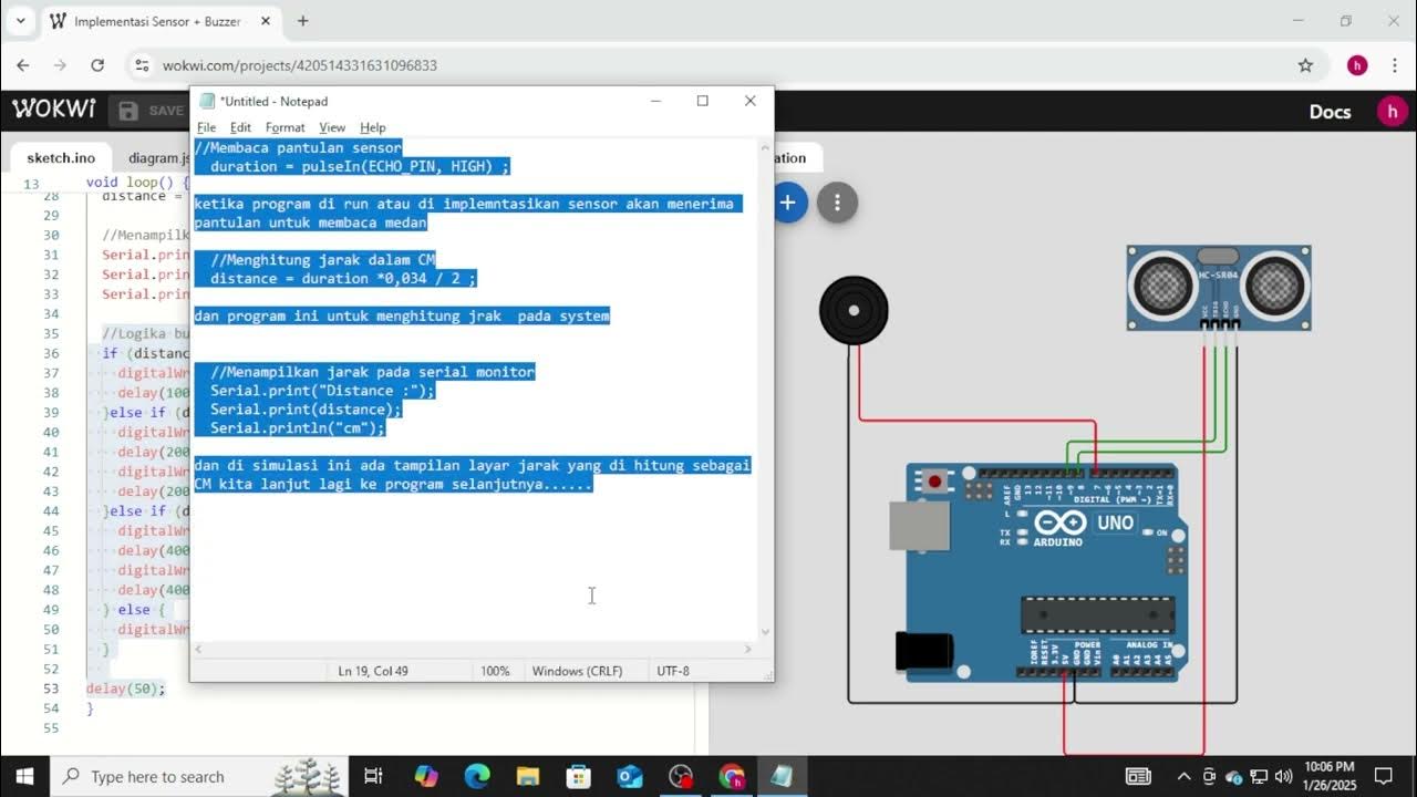 Implementasi studi kasus sensor mobil || Wokwi Simulator Arduino uno - YouTube