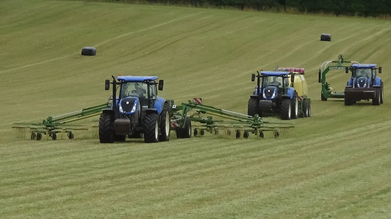 Silage 2022 - Raking, Baling & Wrapping grass with New Hollands plus ...