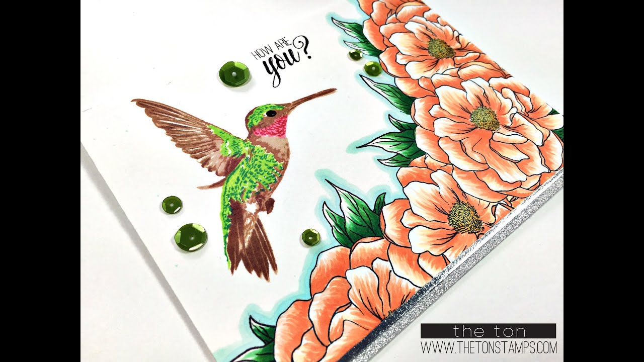 Layered Hummingbird and Copic Colored Masked Peonies - YouTube