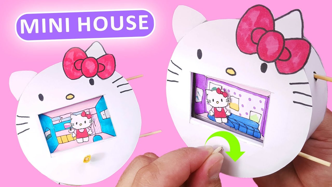 DIY Cute Hello Kitty Mini House. How to make paper mini house. Easy ...