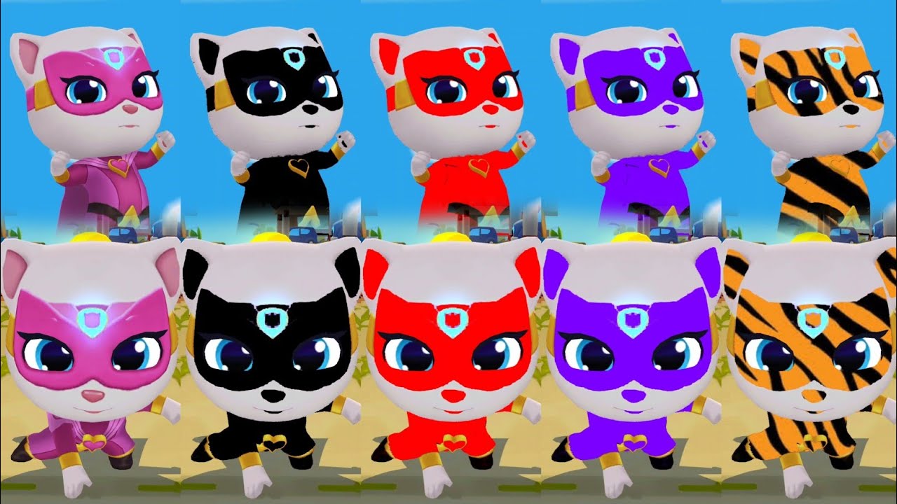 Talking Tom Hero Dash - 5x Hero Angela - Ultra Outfits - Raccoon Boss ...