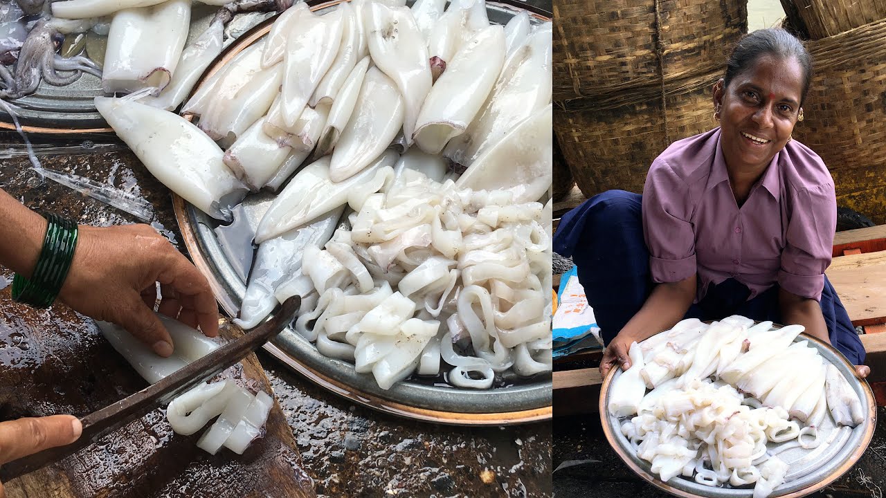 Live fish cutting | squid fish cutting | octopus | fish cutting skill ...