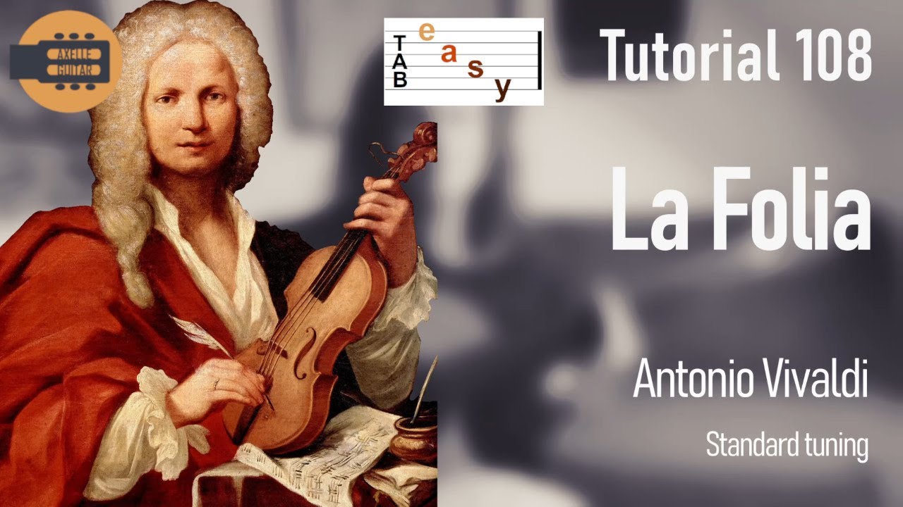 La Folia (Vivaldi) - Easy Classical Guitar Tutorials 108 by Axelle Guitar - YouTube