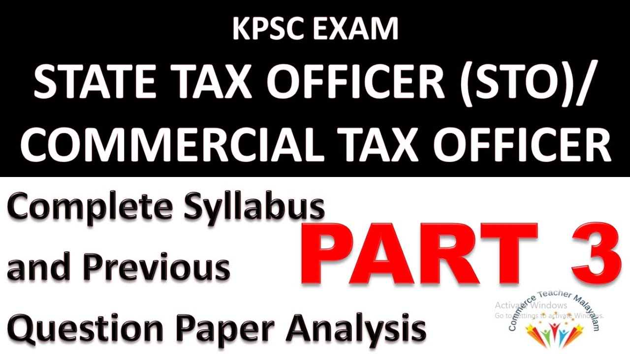 STO/STATE TAX OFFICER/COMMERCIAL TAX OFFICER/KERALA PSC EXAM/SYLLABUS ...