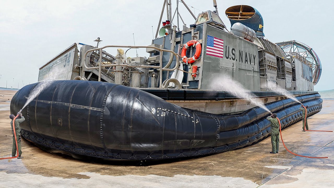 Cleaning US Navy’s Massive $20 Million Hovercraft After Crazy Beach Landing - YouTube
