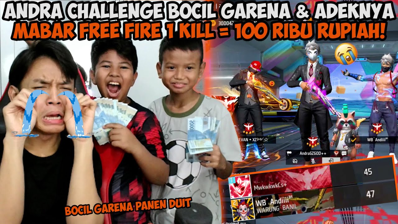 CHALLENGE PARA BOCIL GARENA BUAT IKUTAN MABAR 1 KILL = 100 RIBU!! RUGI ...