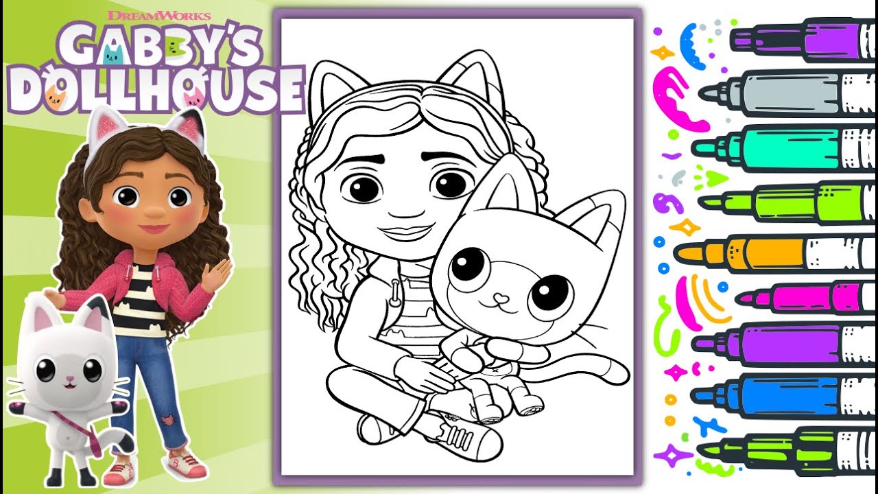 Coloring Gabby's Dollhouse | Gabby and Pandy Paws Coloring Pages - YouTube
