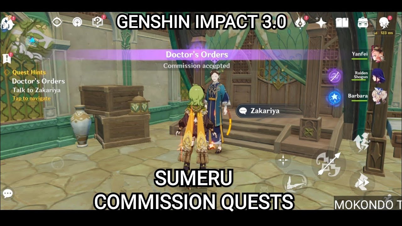 Genshin Impact 3.0 - Sumeru Commission Quests, Doctor's Orders, Talk to ...
