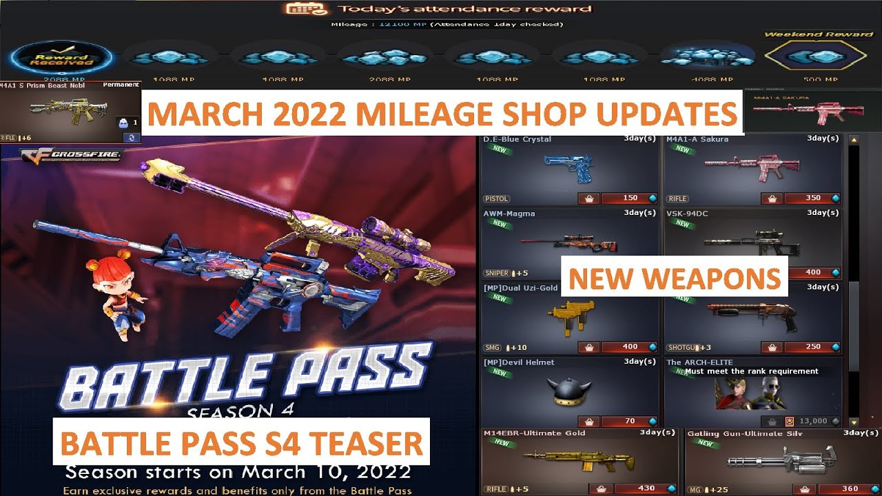 CROSSFIRE PH MARCH 2022 MILEAGE SHOP UPDATES & BATTLE PASS S4 TEASER ...