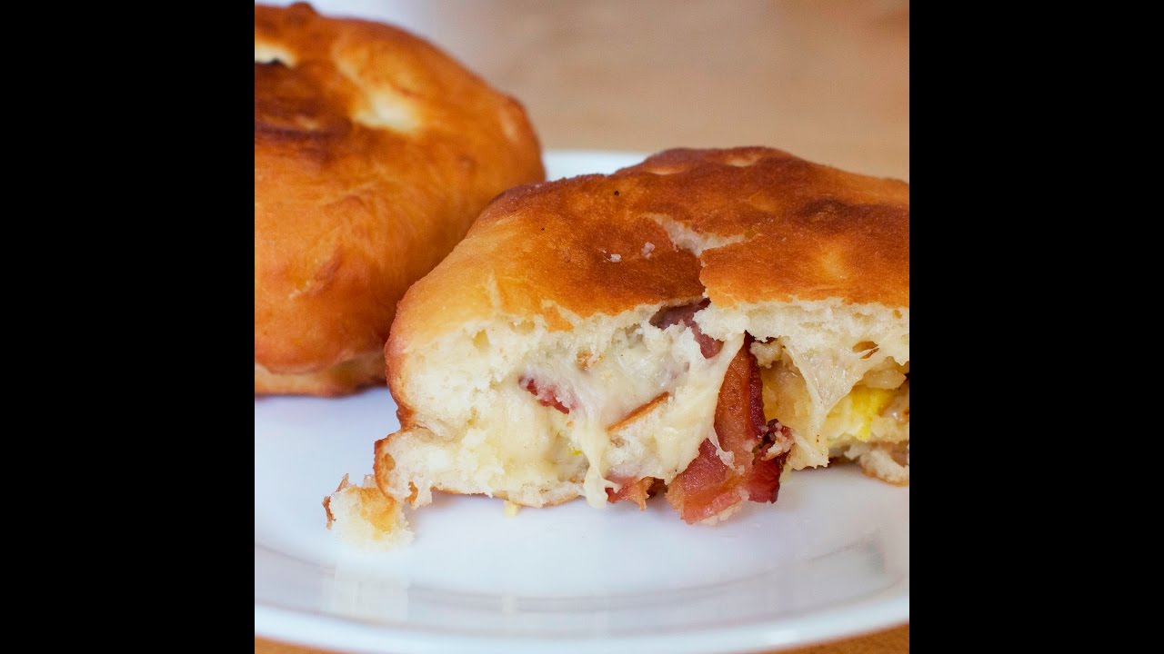 Bacon Egg and Cheese Stuffed Donuts - YouTube