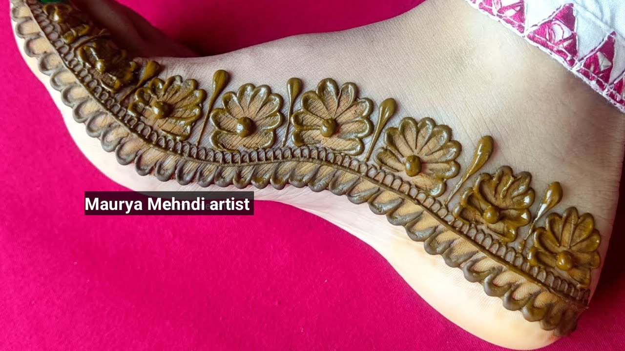 Letest feet border mehndi desing, sipmle and easy foot mehndi desing ...