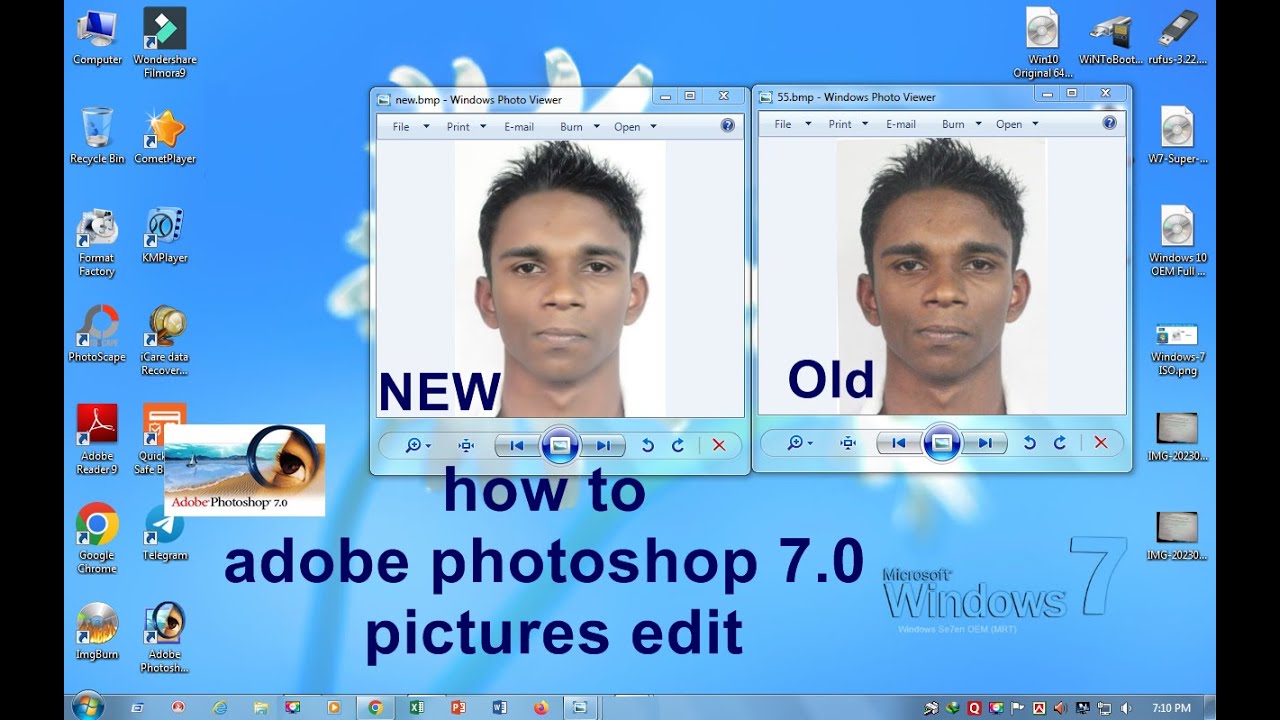how to video adobe photoshop 7.0 pictures edit - YouTube