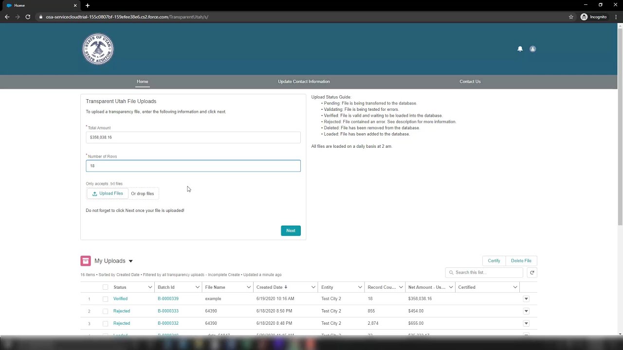 Transparent Utah: Uploading Files - YouTube
