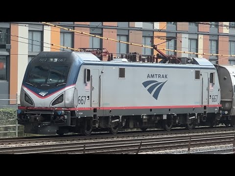 Amtrak #667 passes NoMa, DC - YouTube