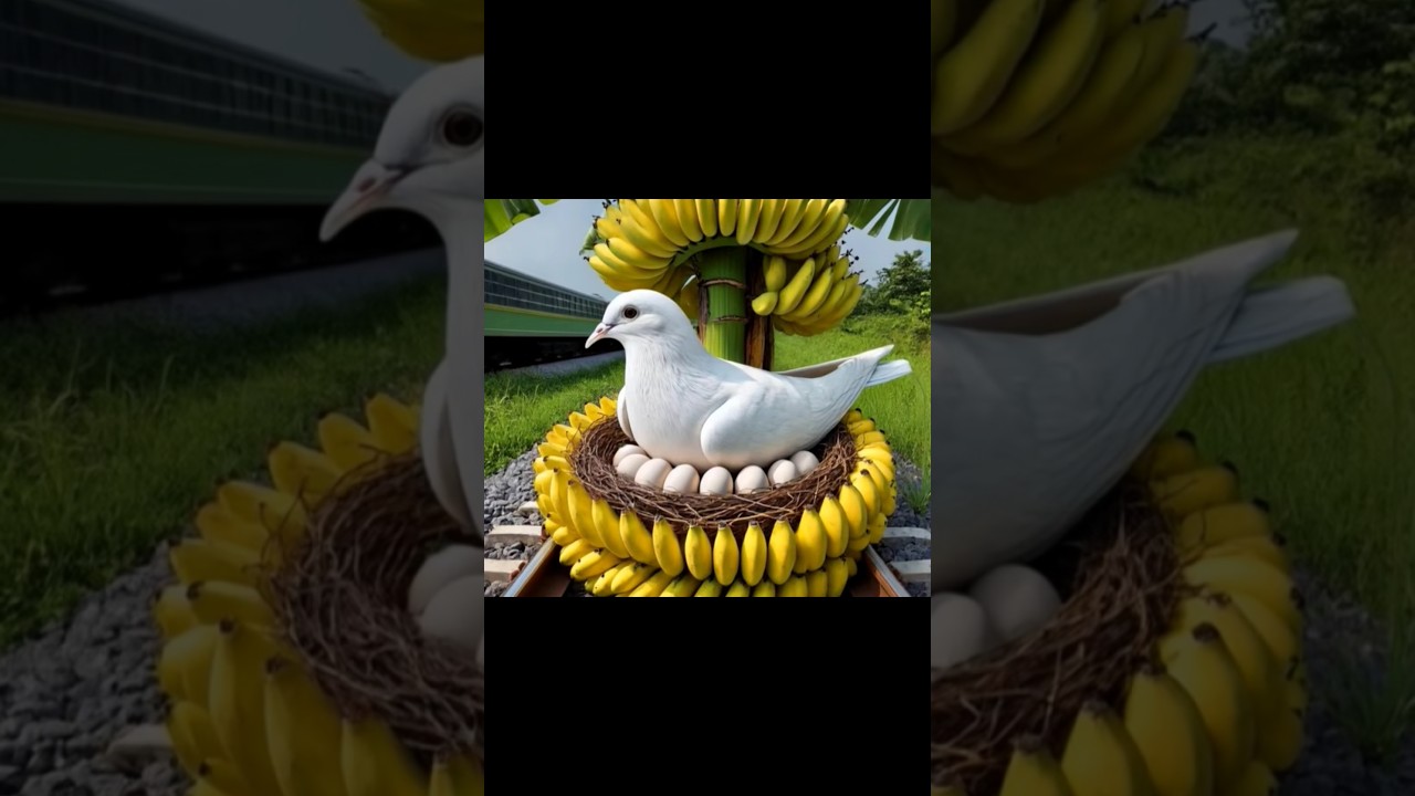 A pigeon gives water to a banana tree burning with fire 😭 #ai #pigeon ...