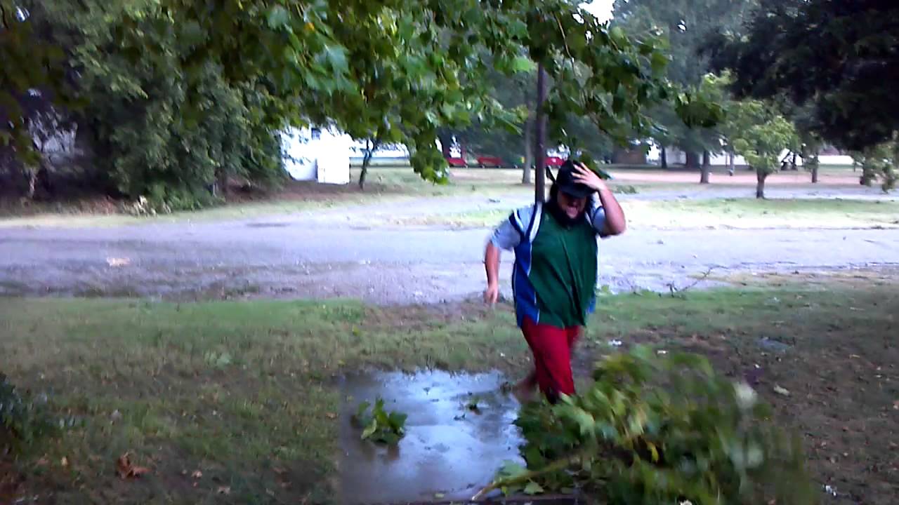 Redneck weatherman hit by tree limb - YouTube