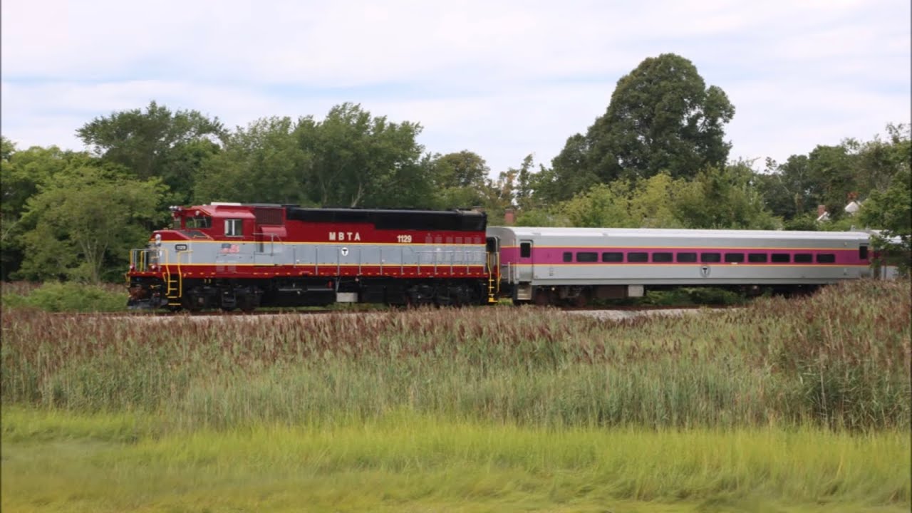 MBTA GP40MC 1129 heritage locomotive first runs on CapeFlyer! - YouTube