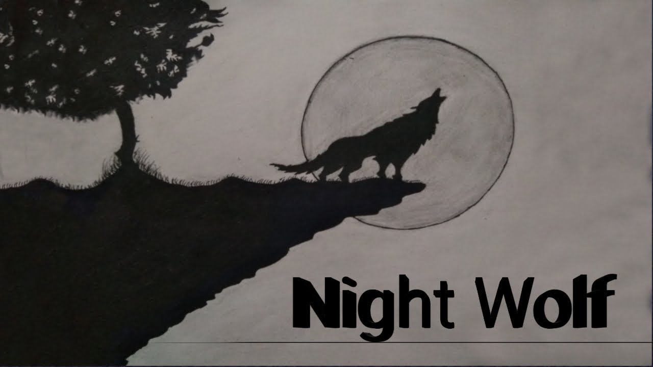 How To Draw A Silhouette Of Night Moon Wolf - Step By Step Tutorial ...