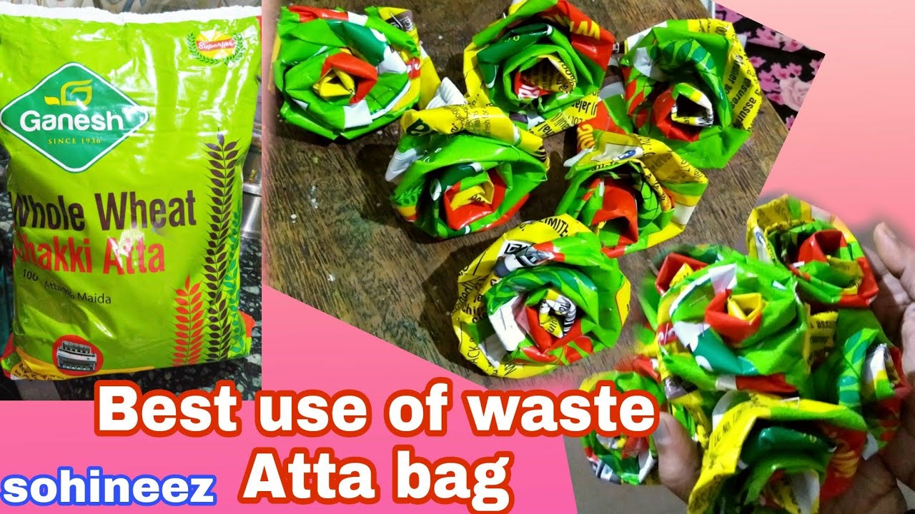 aata packet reuse idea/best out of waste/best decorative item from atta ...