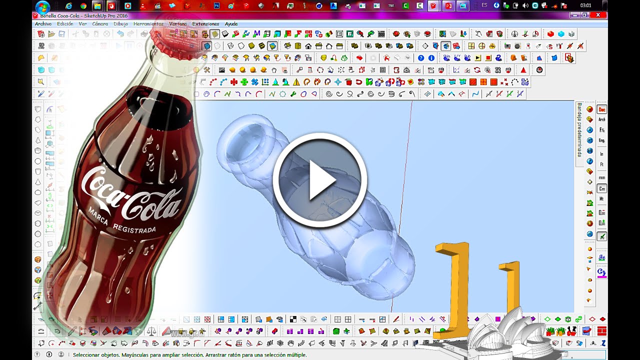 TUTORIAL SketchUp Advanced Plugins - Proyecto 11 Botella Coca Cola ...