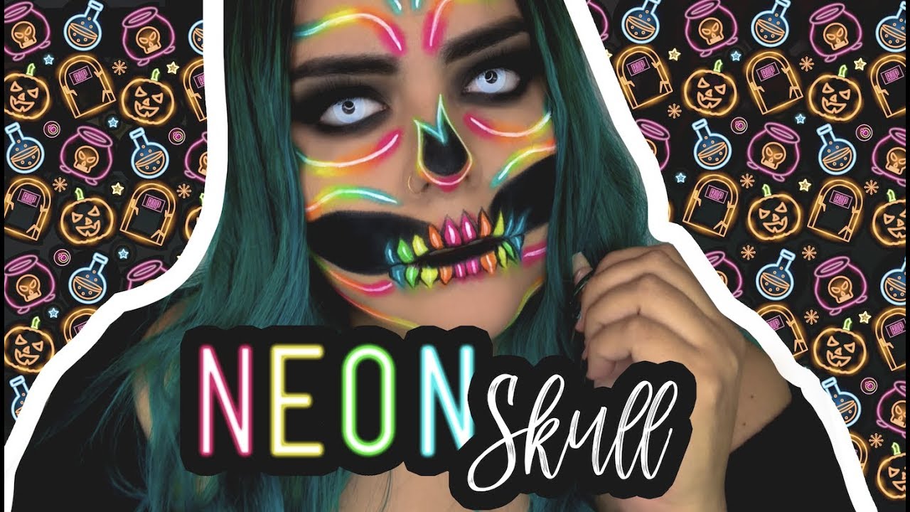 NEON SKULL MAKEUP HALLOWEEN | Bellamontti Vlogs - YouTube