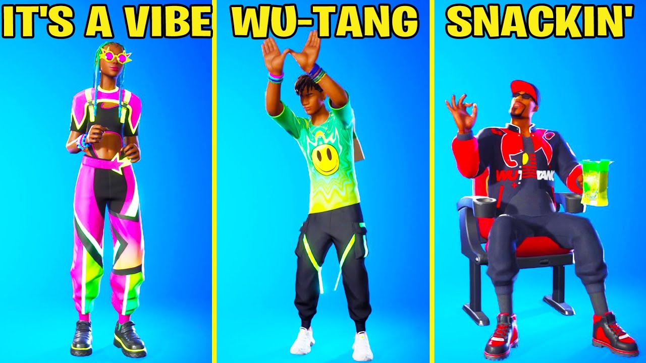 Popular Fortnite Dances & Emotes With Popular Skins! (Wu-Tang is ...