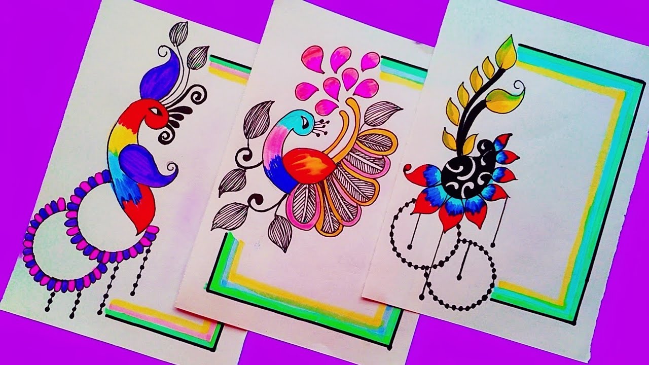 Peacock Border Design🦚/ Project Work Designs/Front Page Design/First ...