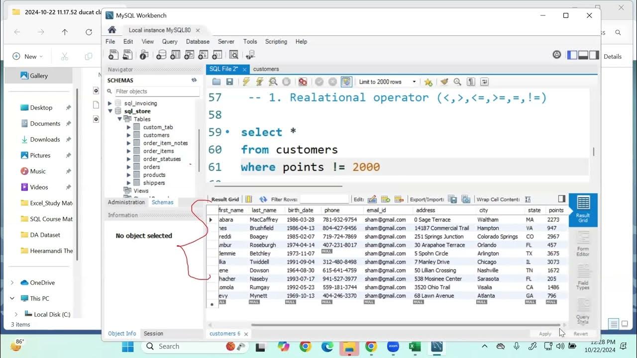 MySql Class (Relational Operator, Logical Operator ) - YouTube