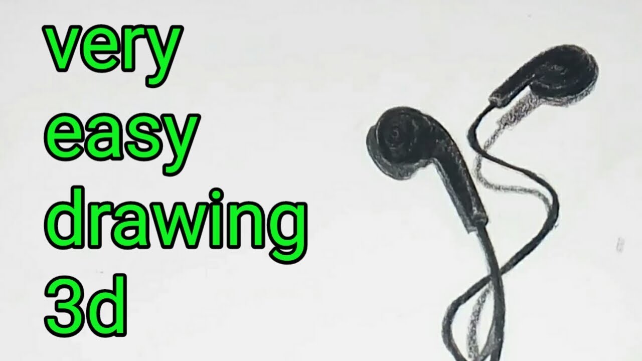 how to drawing 3d pencil earphones - YouTube