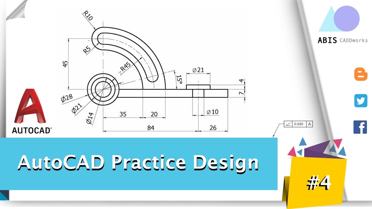 AutoCAD Practice Design #4 | ABIS CADDworks - YouTube