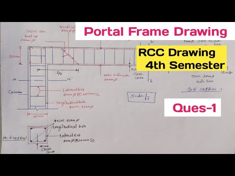 Portal Frame Drawing | RCC Drawing Civil 4th Semester | End Connection ...