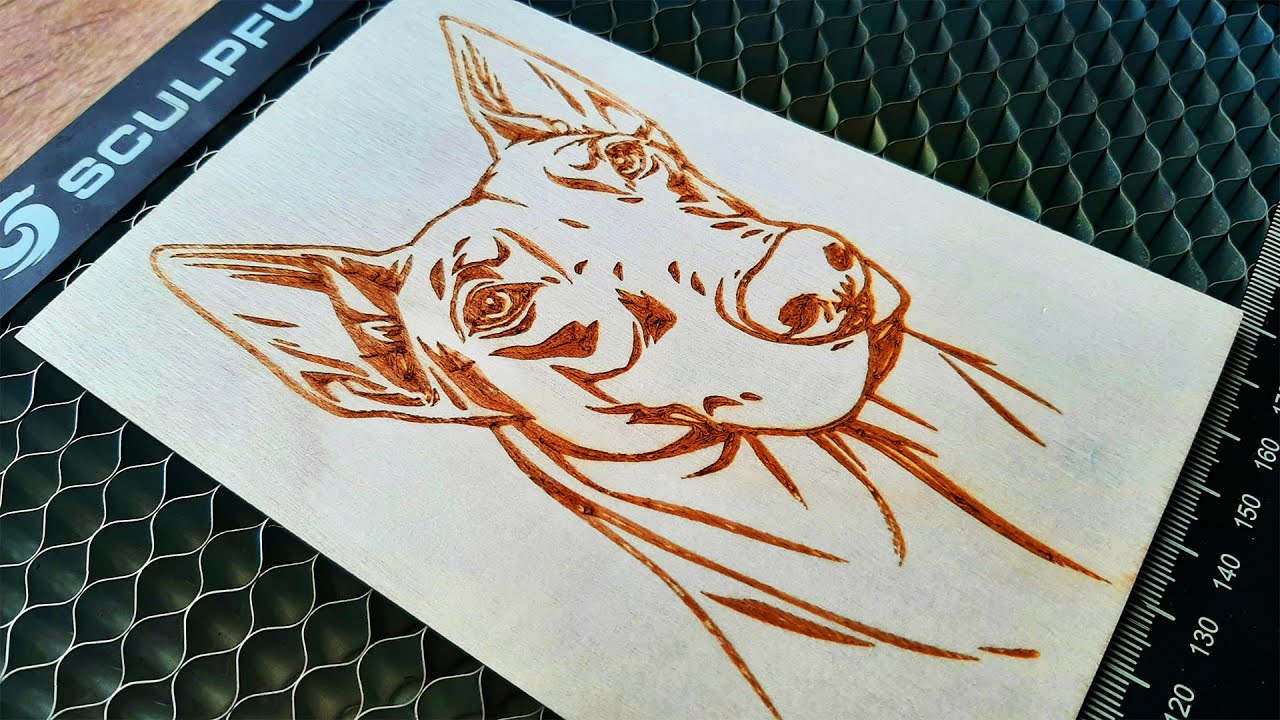 Doberman Dog Engraved in Wood / Laser Engraving - YouTube