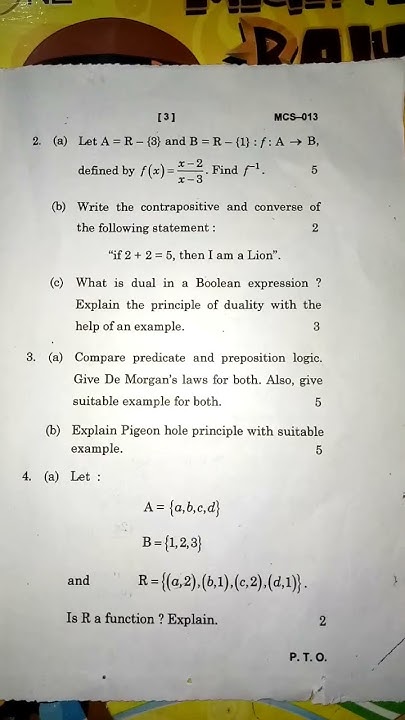 MCS-013 DISCRETE MATHEMATICS (BCA) December 2023 - YouTube