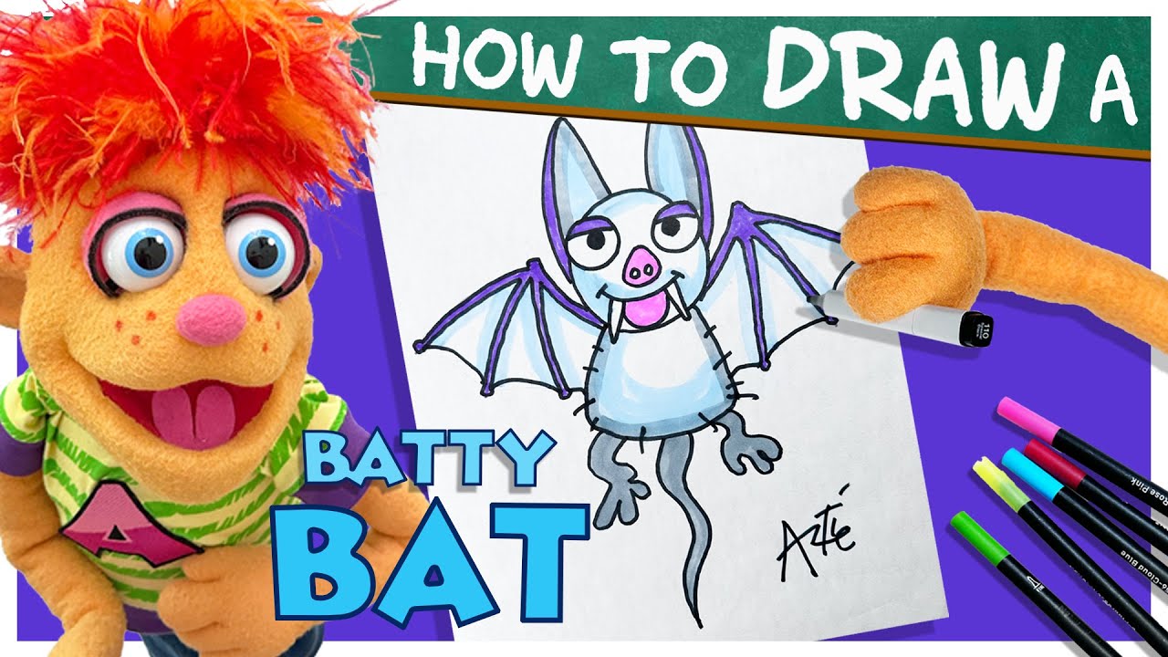 How To Draw A Batty Bat | Art Tutorial for Kids | Artie's Show - YouTube