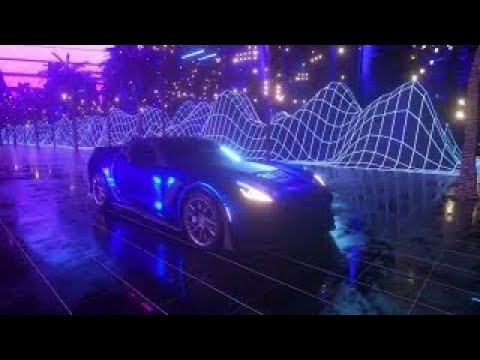 Futuristic 80s Retro wave VJ Seamless 3D Animation Drive Through Neon ...