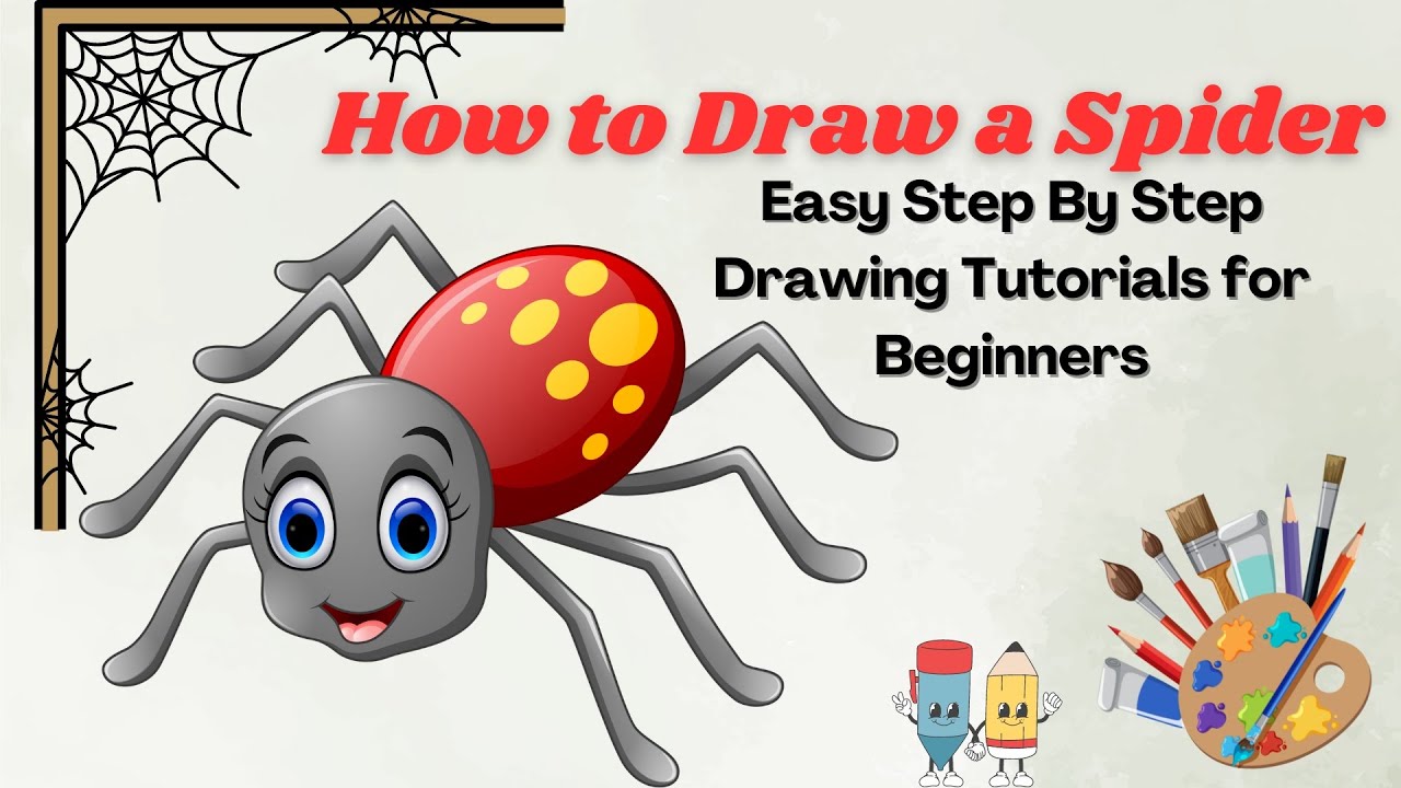 🎨How to Draw a Spider | Easy Step-by-Step Tutorial for Beginners & Kids ...