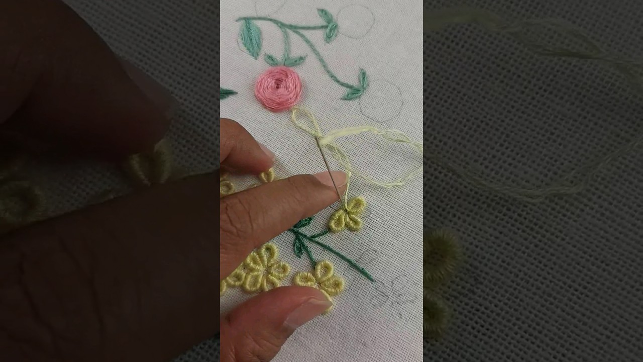 sulam tangan tusuk bullion knot flower #handembroidery # ...