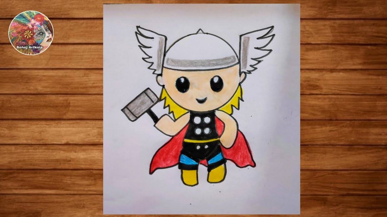 How To Draw Thor Avengers End Game | Cartoon Drawing Tutorial For ...