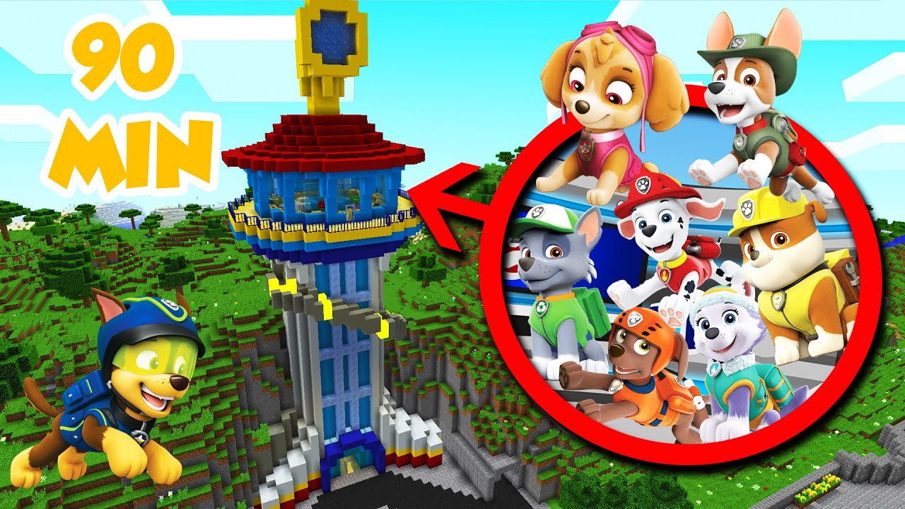APARECEN TODOS LOS CACHORROS DE PAW PATROL EN MINECRAFT 😍 ¡90 MINUTOS ...