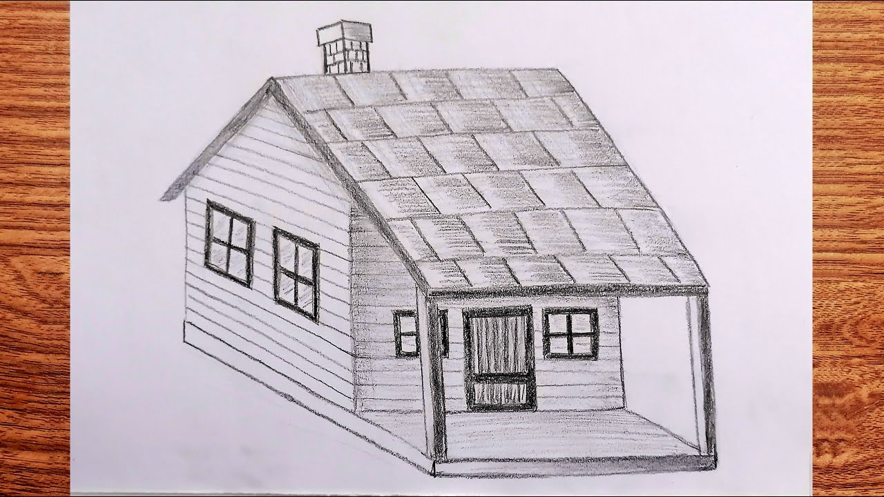 house drawing | How to draw a village house step by step | easy house ...