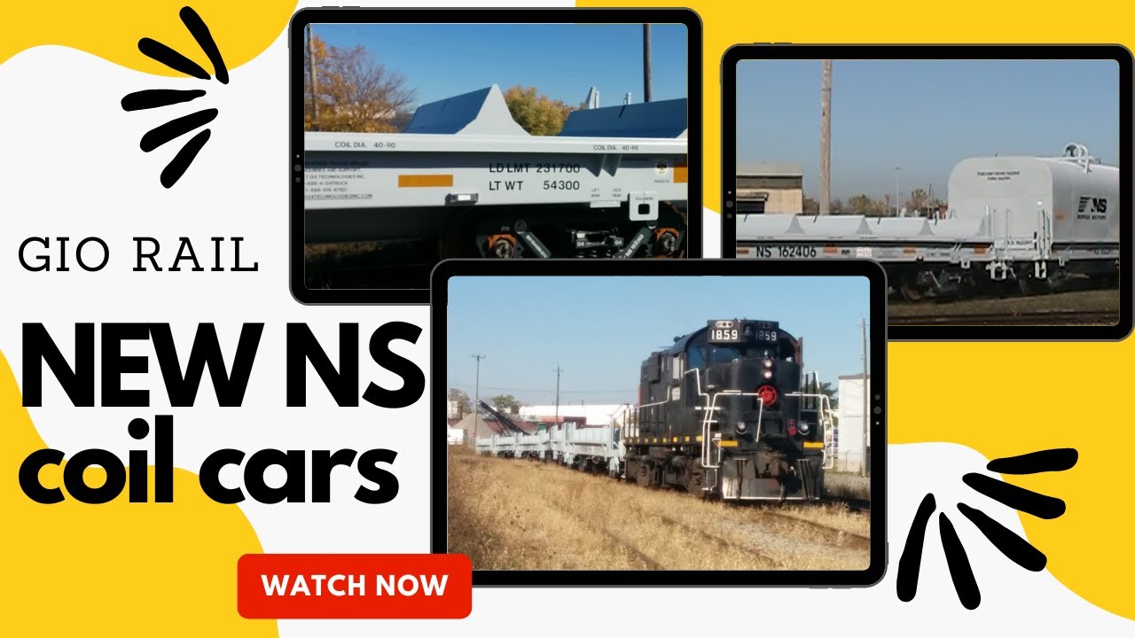 Brand New NORFOLK SOUTHERN COIL CARS Transported by Shortline GIO Rail in Niagara city CANADA RS ...