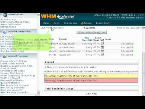 How to view bandwidth usage by account in WHM | FastDot Cloud Hosting - YouTube