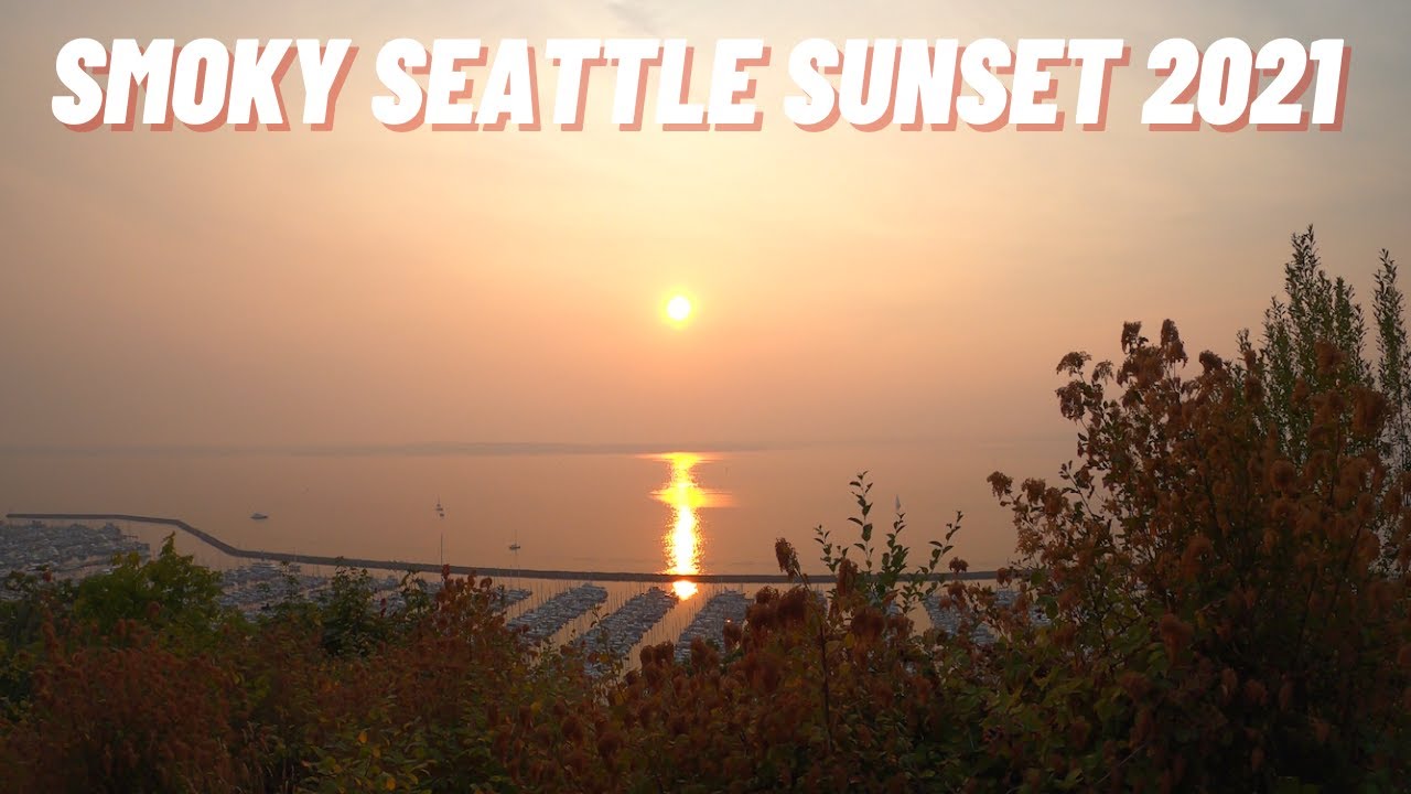 Smoky Hazy Seattle Sunset - Smoke blocks the Olympics mountains past ...