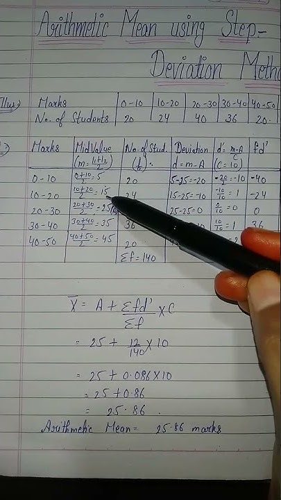 Arithmetic mean in continuous series by step deviation method - YouTube