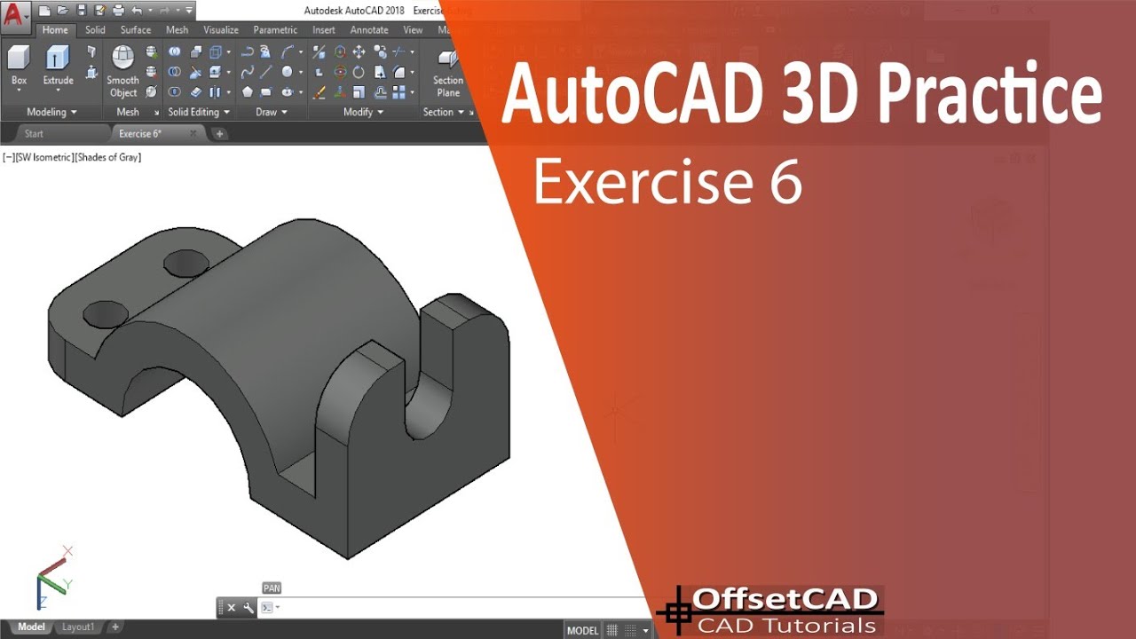 AutoCAD 3D exercise 6 - YouTube
