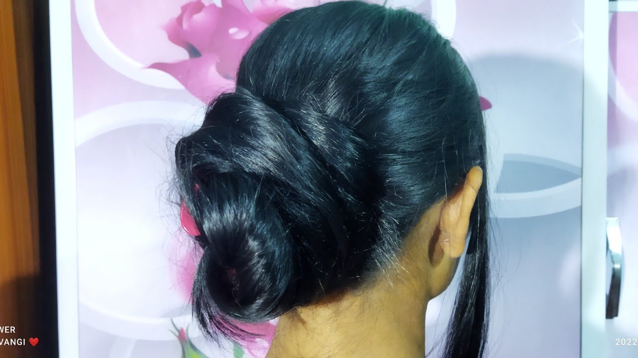 Easy Quick Hair Bun Hairstyle Everyday Hairstyle For Long Hair | - YouTube