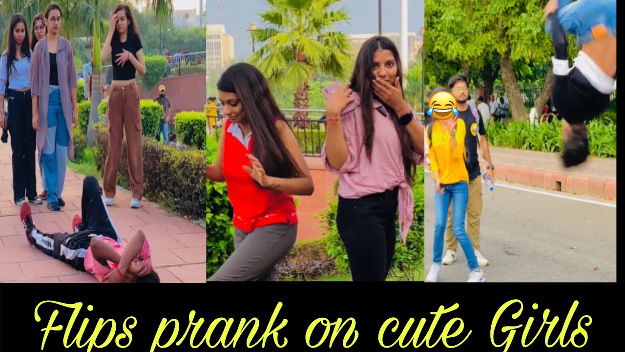 Best flips prank🔥 ️😂 in India //cute girls //india gate // Red Fort ...
